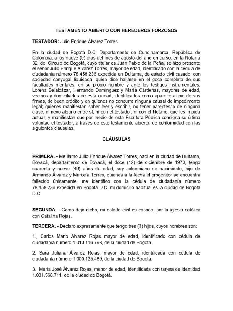 Modelo de Testamento | PDF