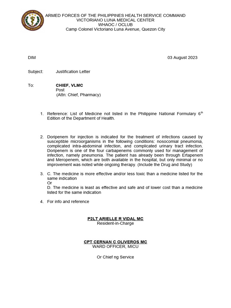 Justification Letter NON PNF | PDF