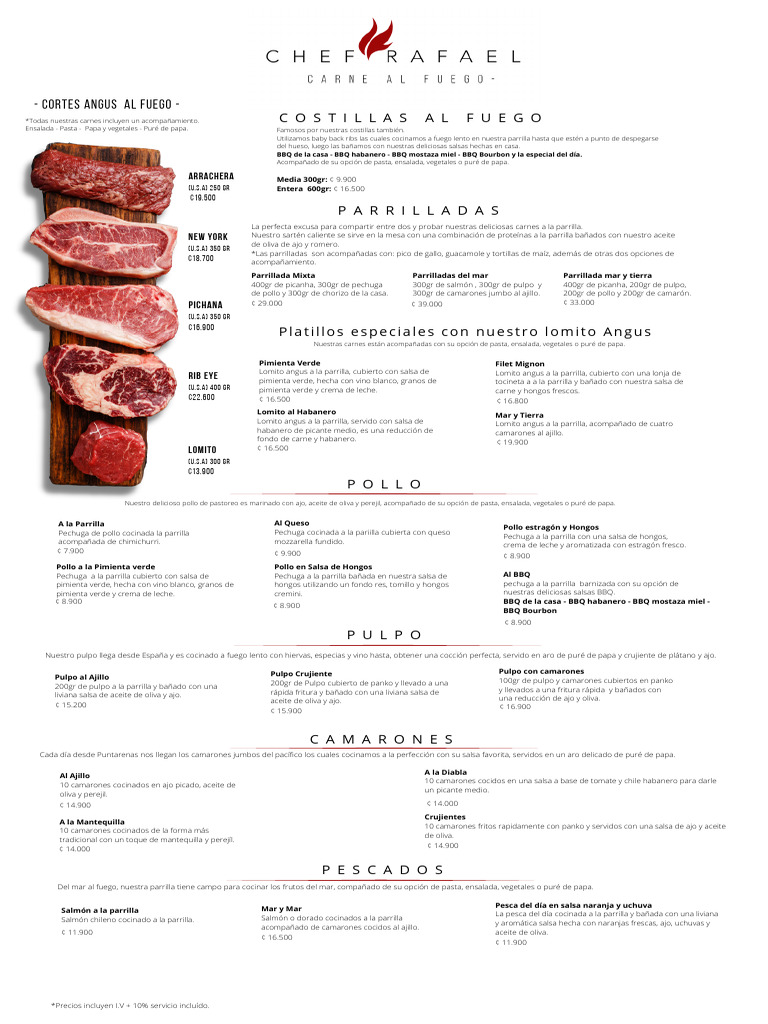 Menú Carne Al Fuego | PDF | pesto | Parilla