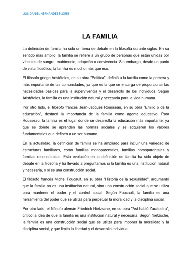Ensayo Sobre La Familia Luis Daniel Hernández Flores | PDF | Familia ...