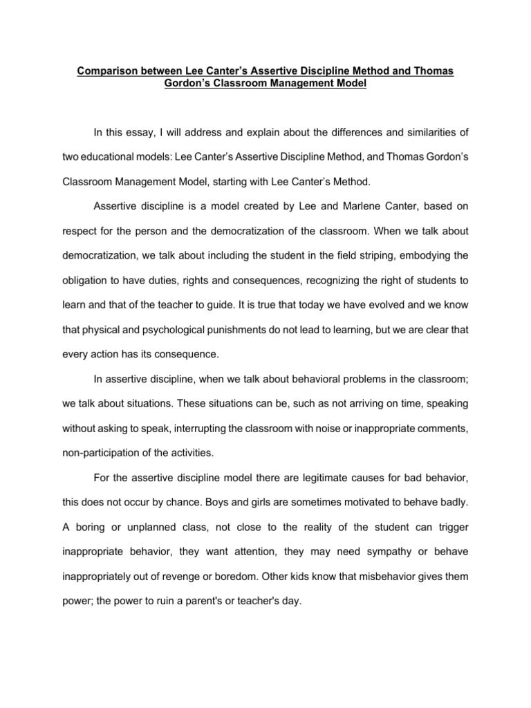 Lee Canter Vs Thomas Gordon | PDF | Teachers | Classroom Management