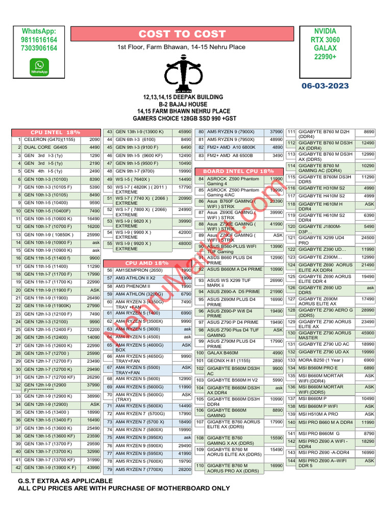 Cost to Cost Price List March 2023 | PDF | Solid State Drive | Computer ...