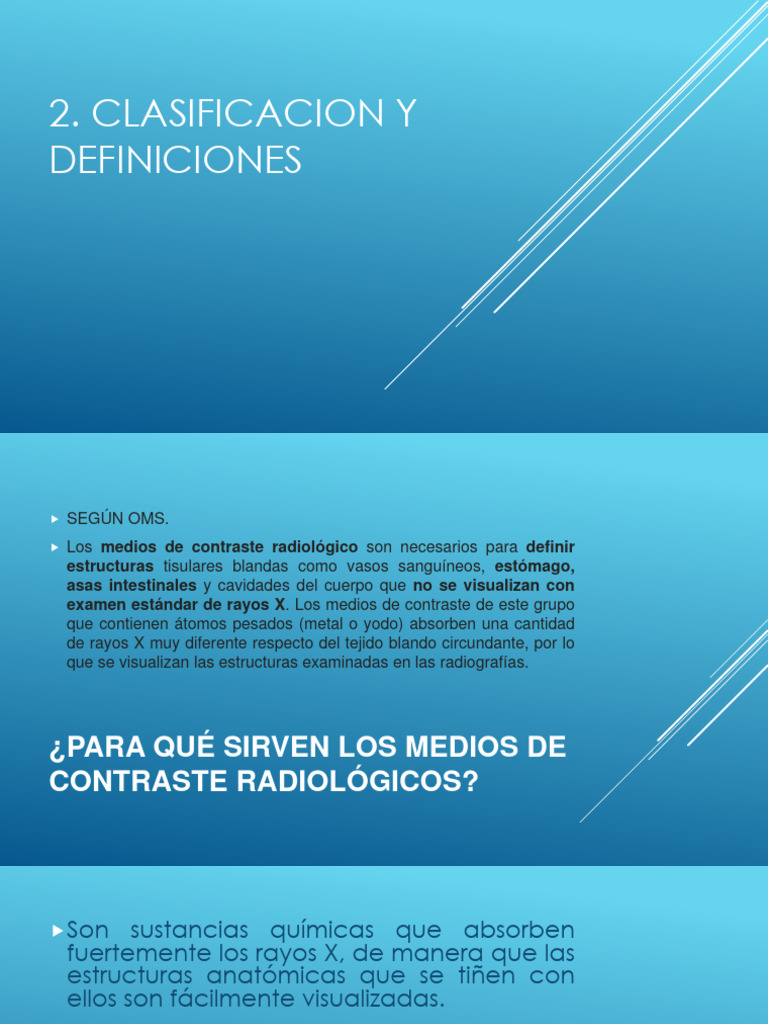 02 Clasificaci N Medios de Contraste | PDF | Concentración | Rayo X