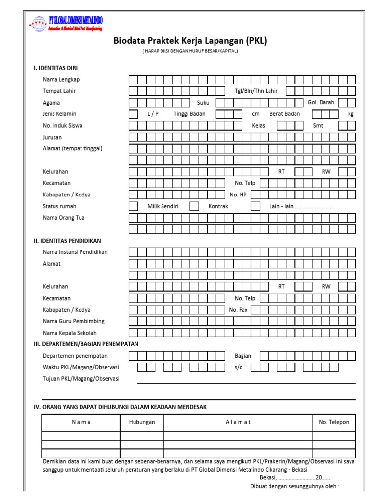 Biodata PKL | PDF