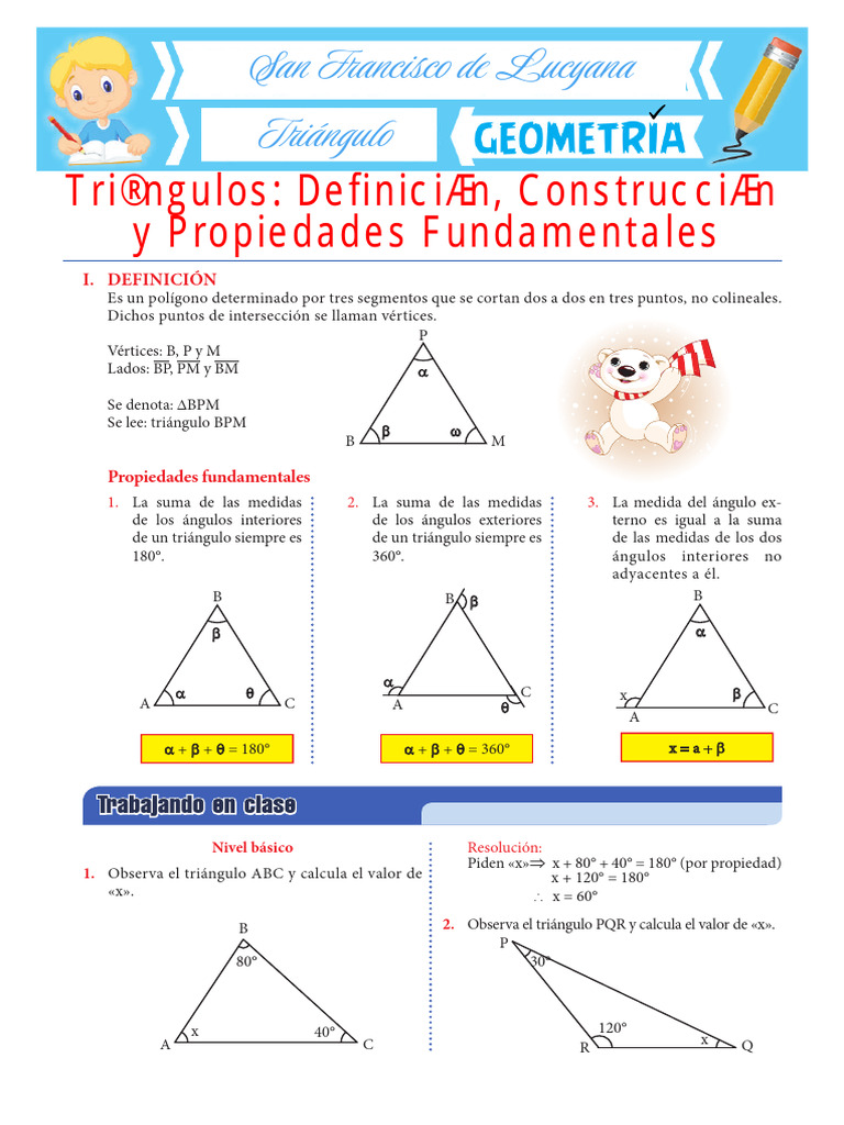 Propiedades Fundamentales de Los Triángulos | PDF | Triángulo | Ángulo