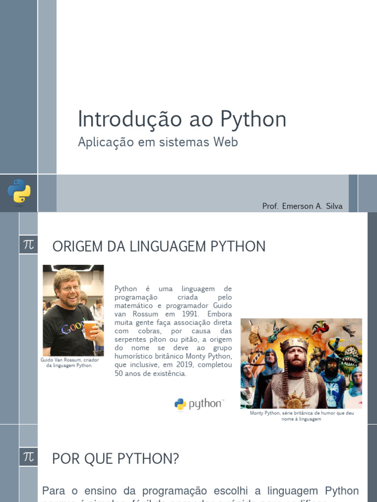 Introdução Ao Python Pdf Python Linguagem De Programação Linguagem De Script 
