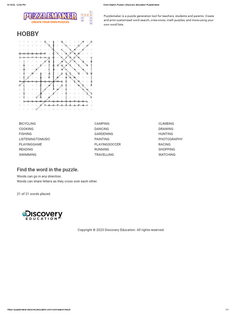 JAWABAN HOBBY1 Puzzlemaker | PDF