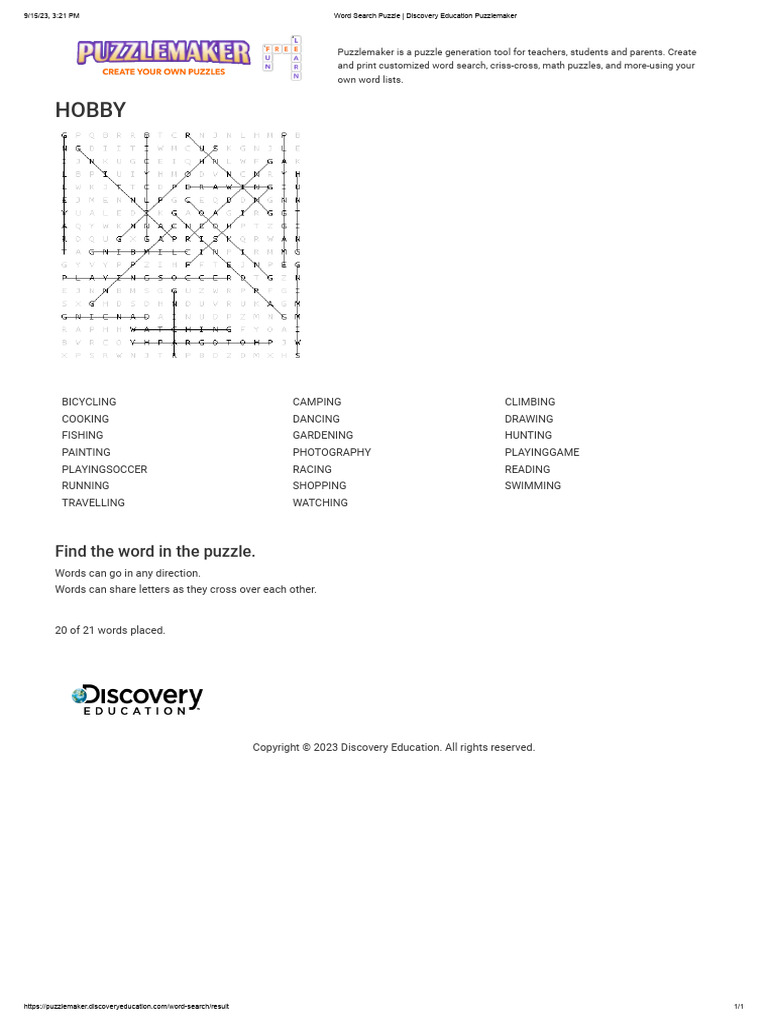 JAWABAN HOBBY4 Puzzlemaker | PDF