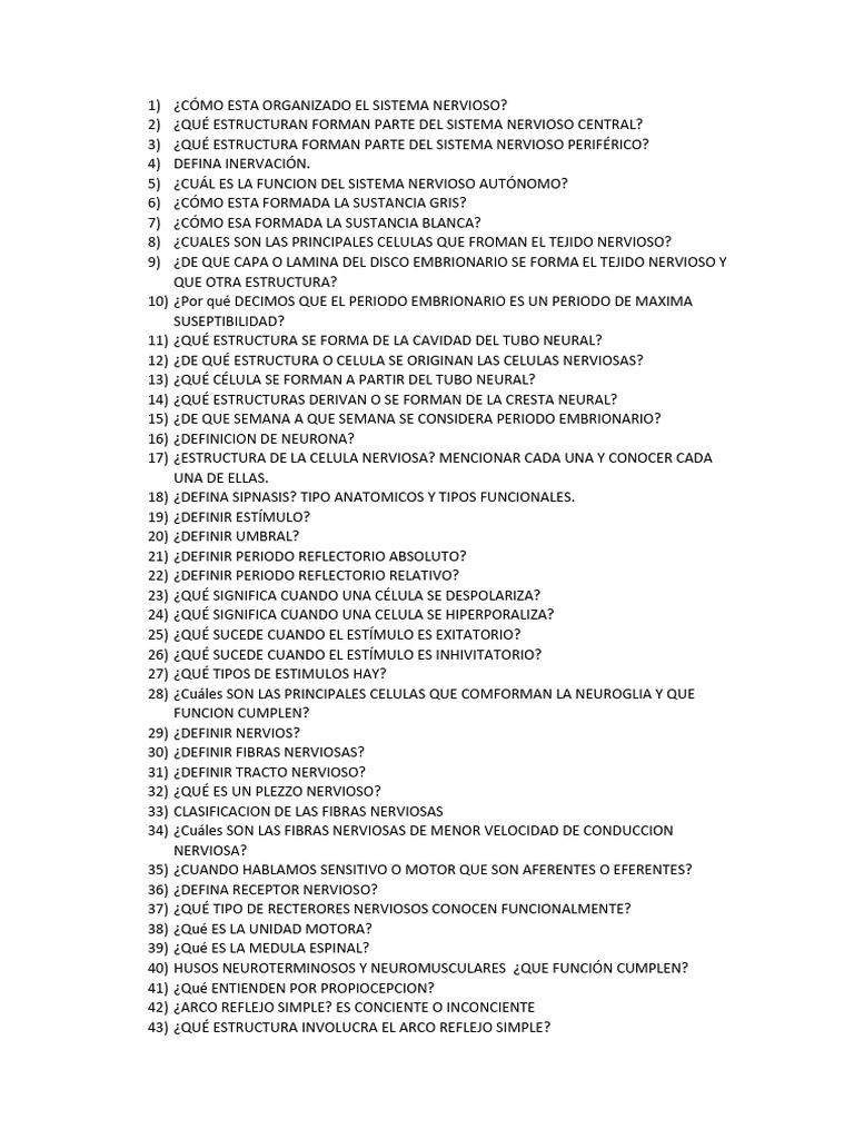 Parcial Final Neuro | PDF | Sistema nervioso | Cerebro