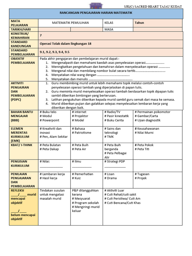 RPH Matematik Operasi - 18 | PDF | Seni