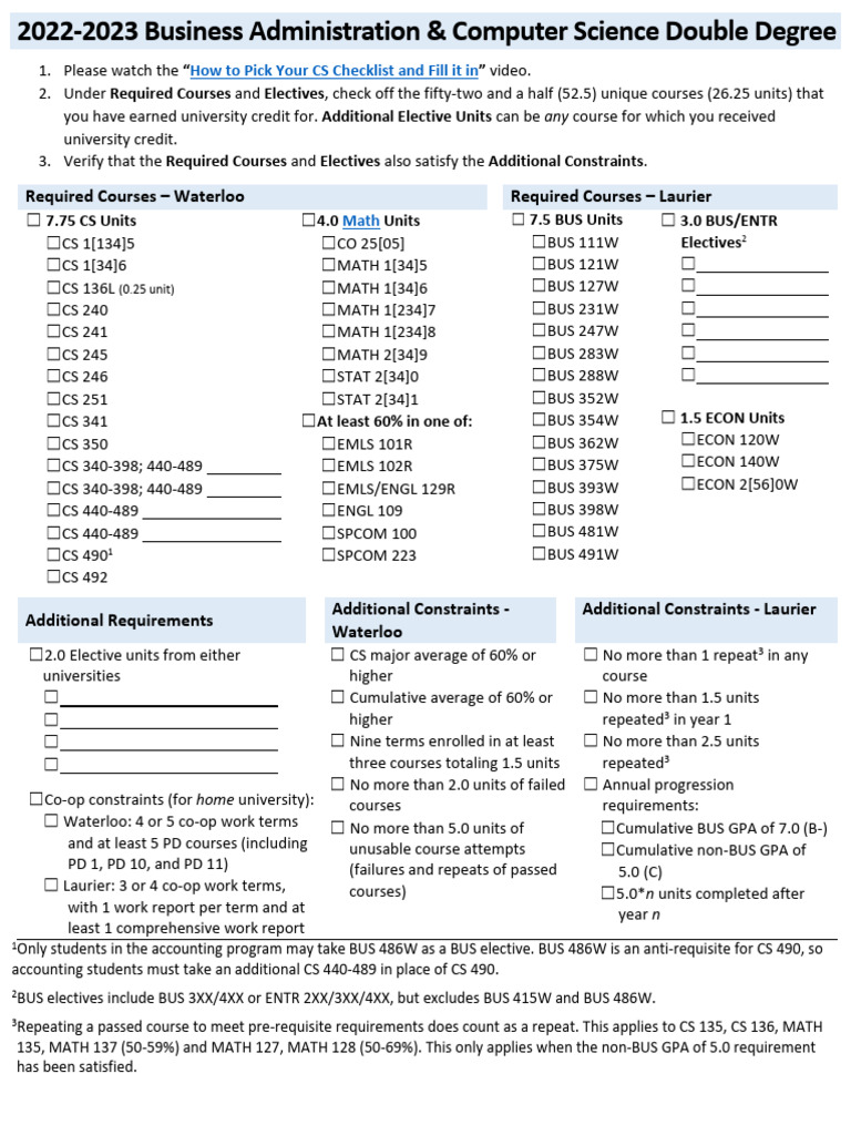 2022-2023 Business Administration Computer Science Double Degree JL 0 | PDF