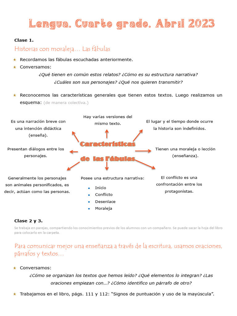 Lengua Cuarto 3 (07.04 Al 07.05) | PDF