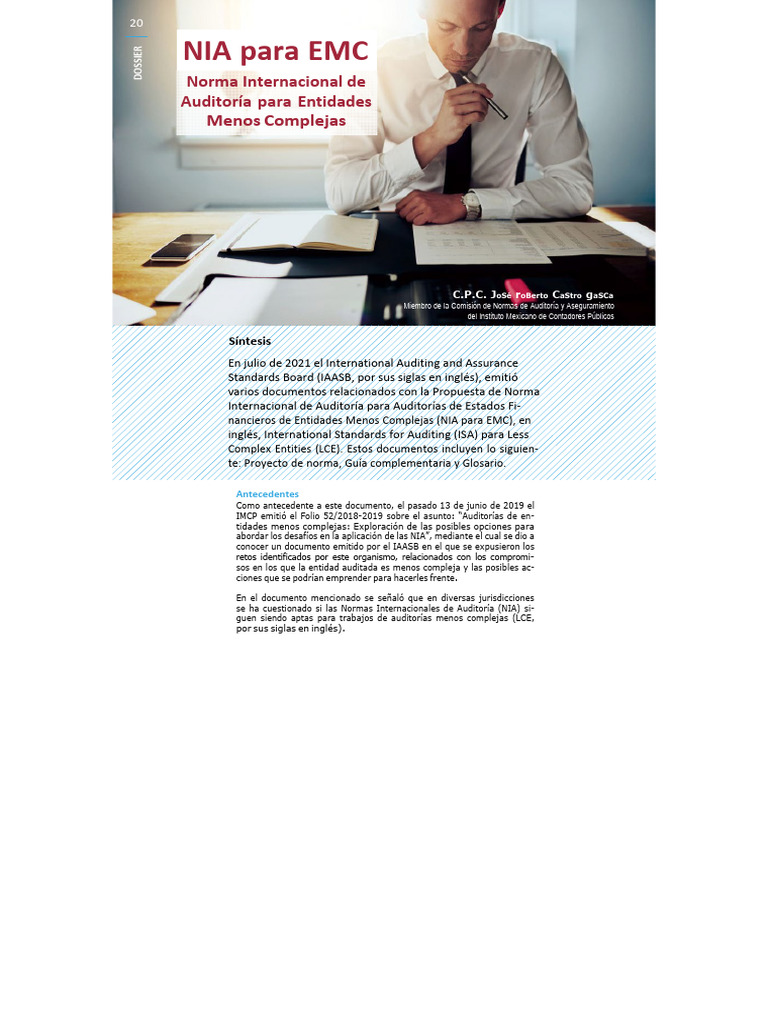 4 NIA para EMC Norma Internacional de Auditoría para Entidades Menos Complejas PDF | PDF ...