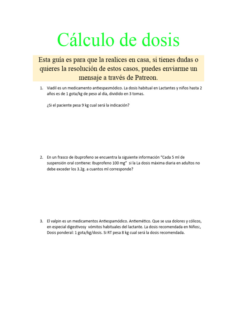 Dosis pediátrica de ibuprofeno calculadora | PDF