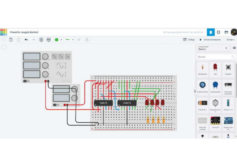 Simulación Thinkercad Contador 4 Bits | PDF