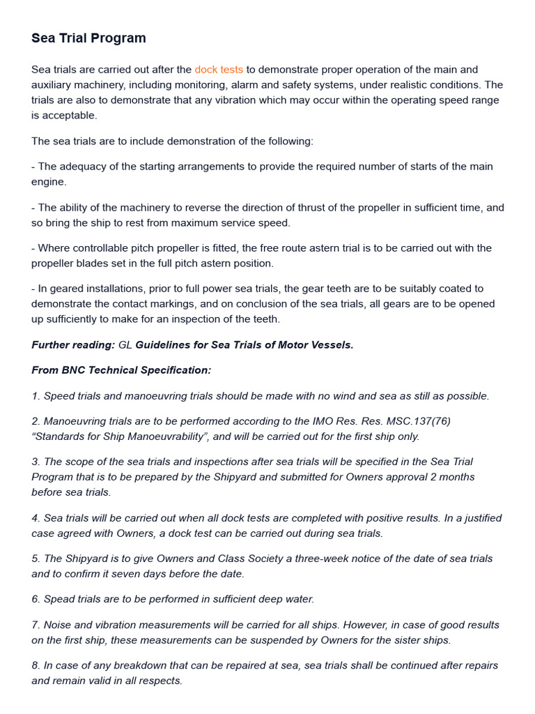 Sea Trial Program | PDF | Ships | Propeller