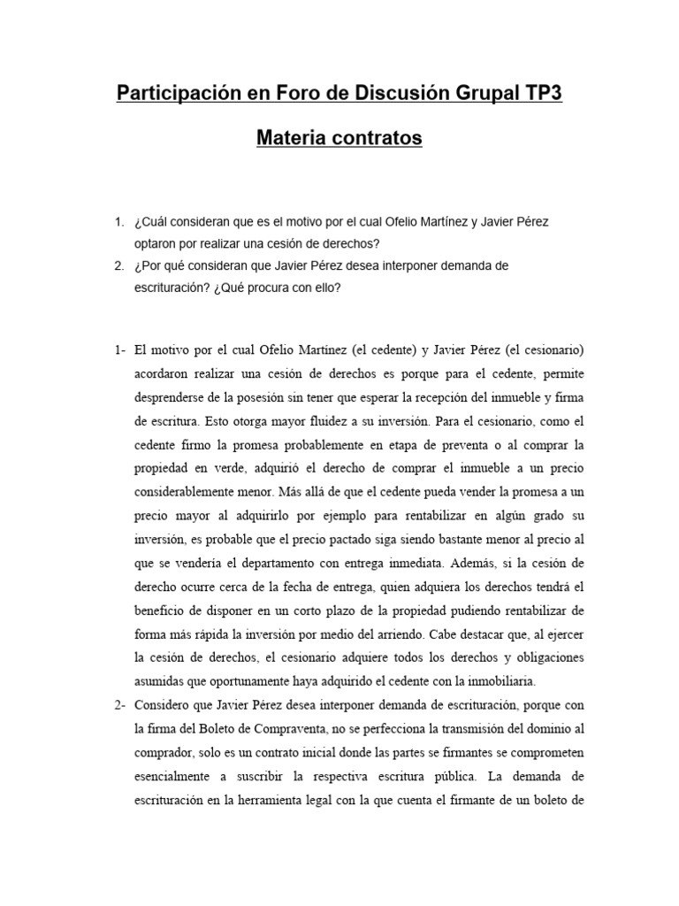 Foro - TP3 - CONTRATOS | PDF