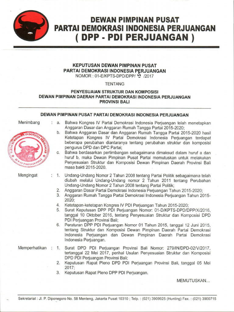 SK Dan Pernyataan DPD Bali | PDF