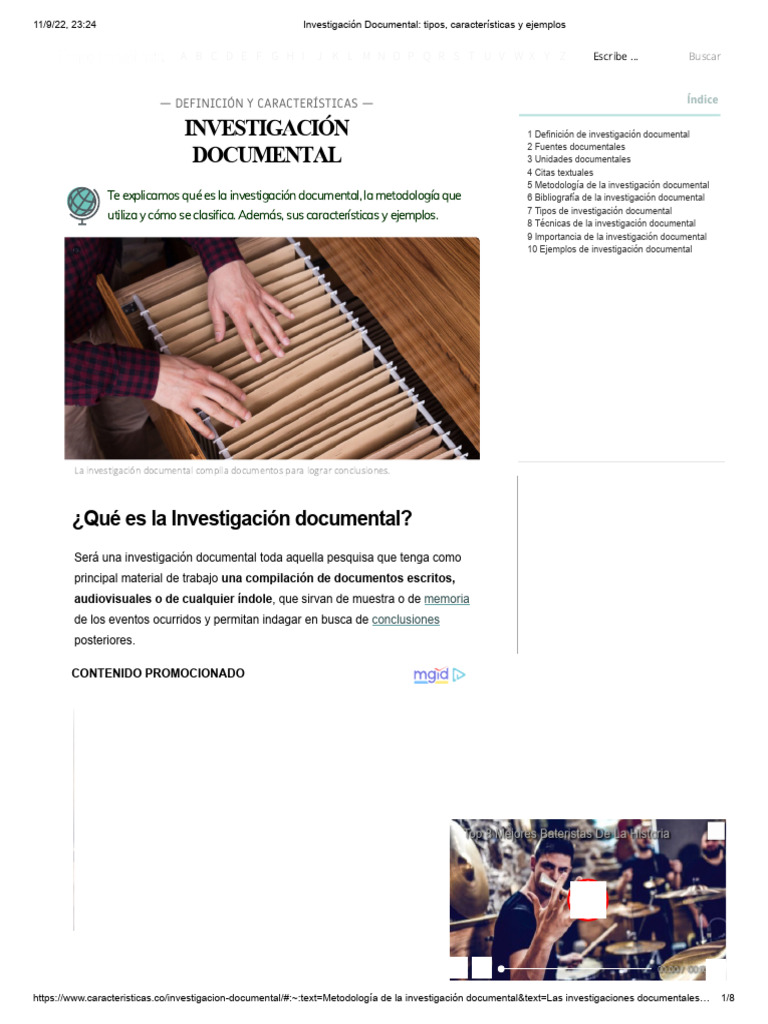 Investigación Documental - Tipos, Características y Ejemplos | PDF | Bibliografía | Documental