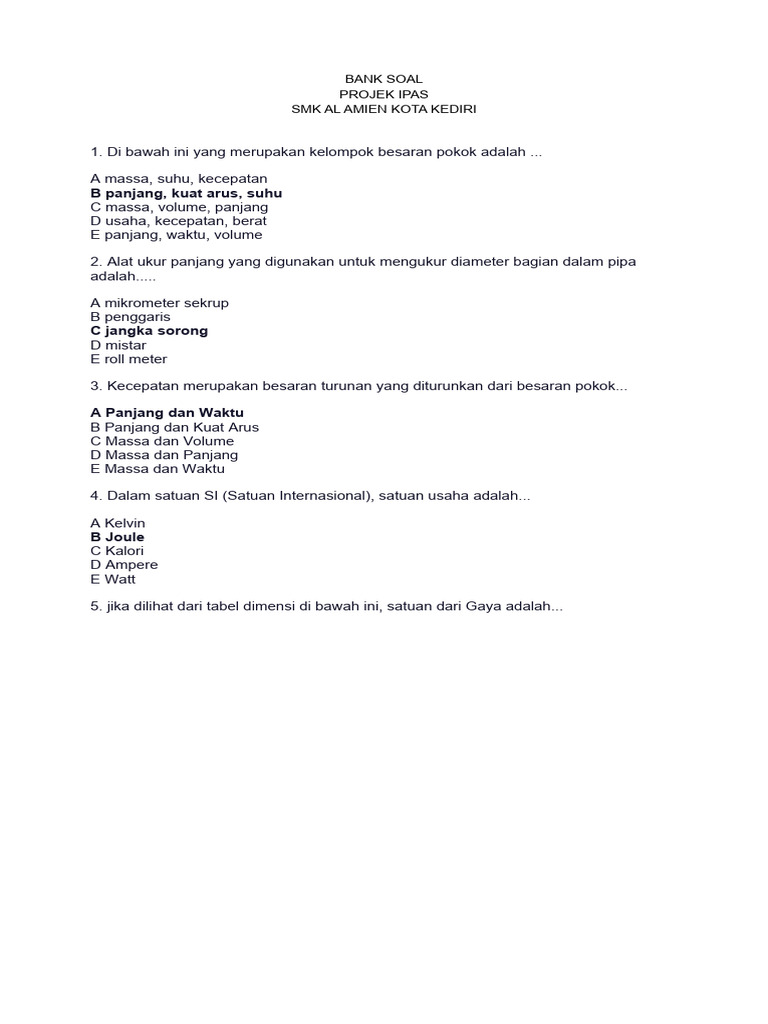 Bank Soal-Projek Ipas SMK | PDF