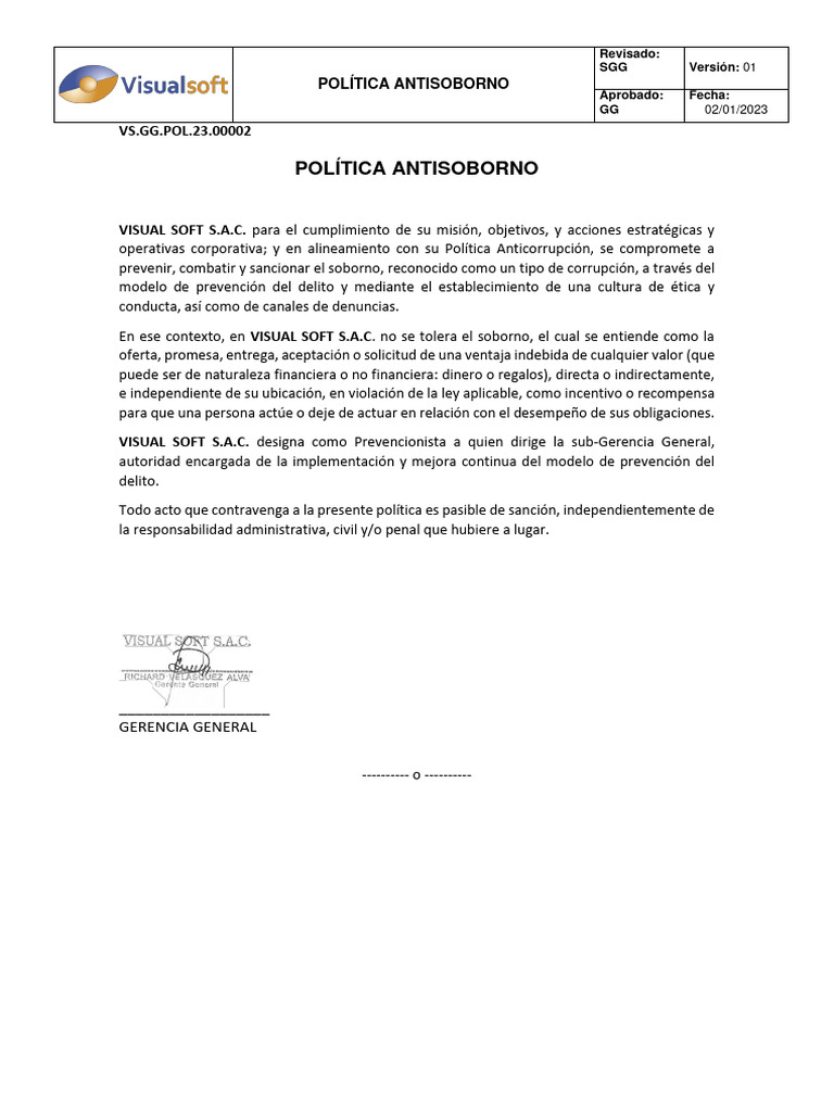 Política Antisoborno | PDF