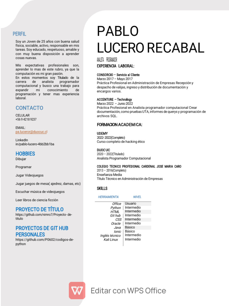 CV Pablo Lucero - 20 - 06 - 2023 | PDF | Ingeniería de software | Informática