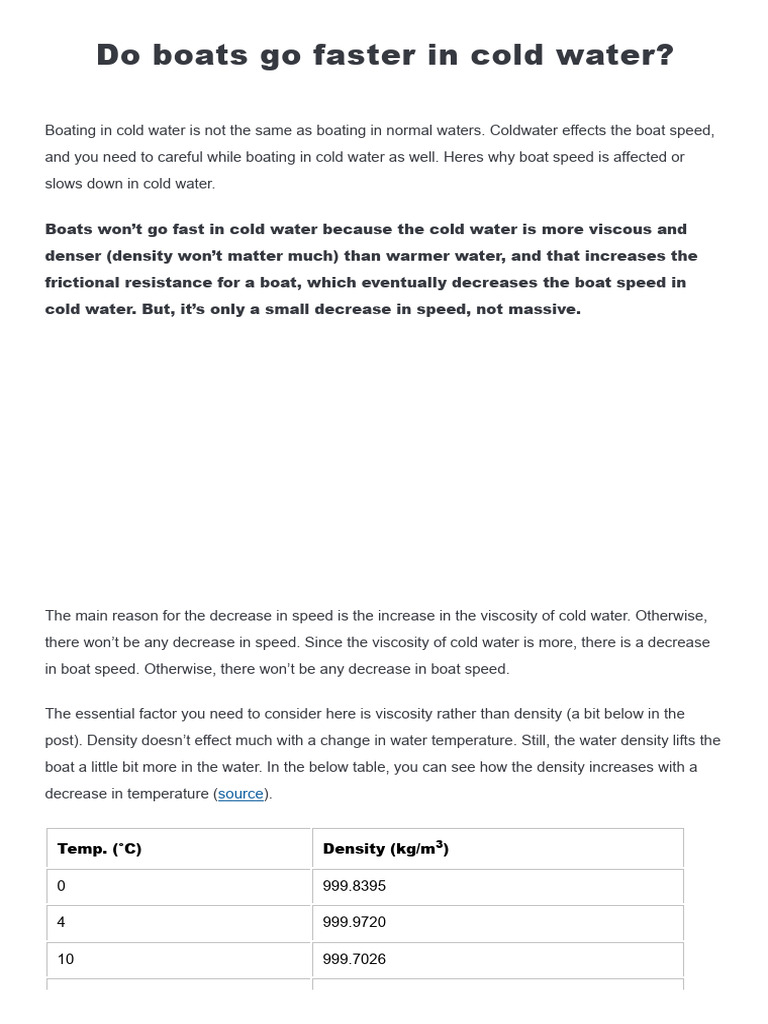 Do Boats Go Faster in Cold Water - Boating Valley | PDF | Viscosity | Water