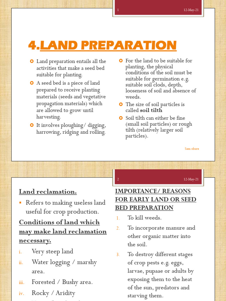 Land Preparation | PDF | Tillage | Soil