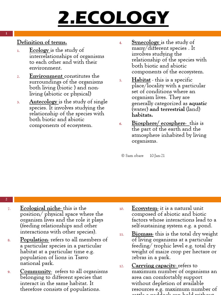 Form 3 Ecology Notes by Sam Obare | PDF | Food Web | Predation
