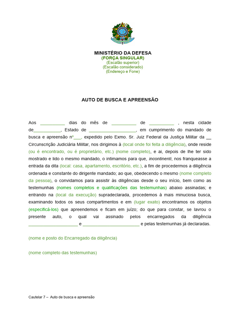 Auto de Busca e Apreensão Judicial | PDF