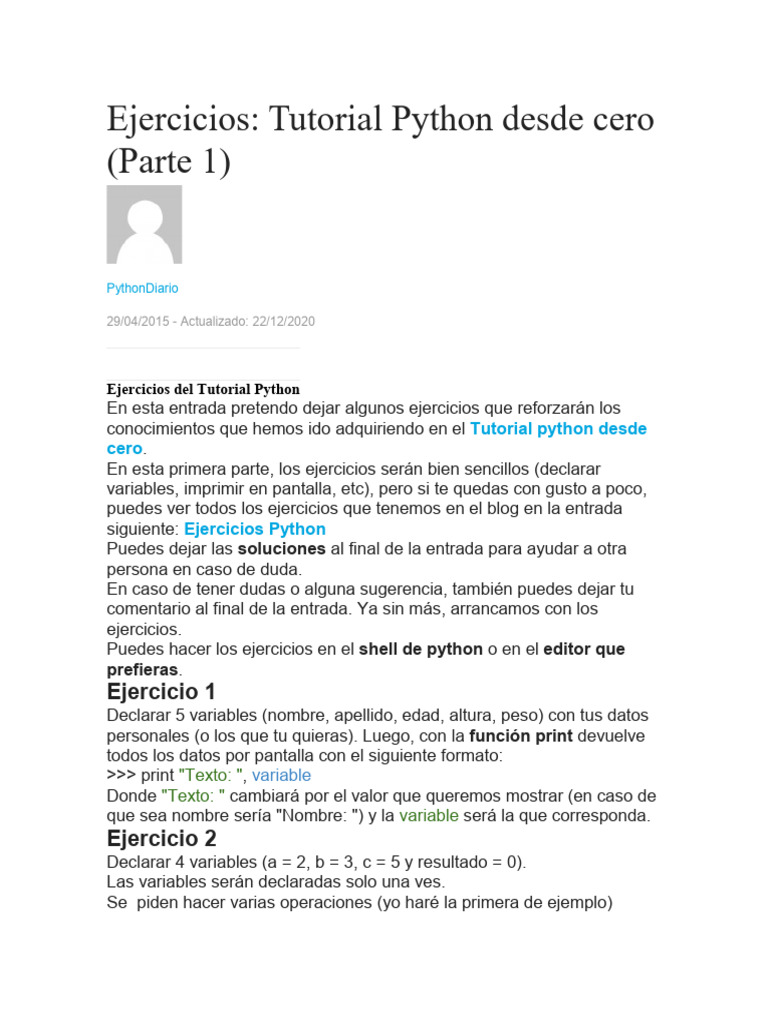 Ejercicios Python | PDF | Python (lenguaje de programación) | Lógica matemática