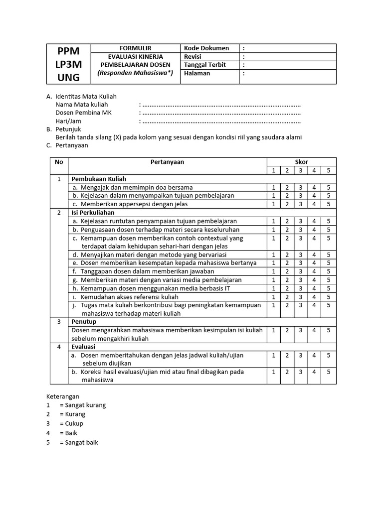Form Evaluasi Dosen | PDF