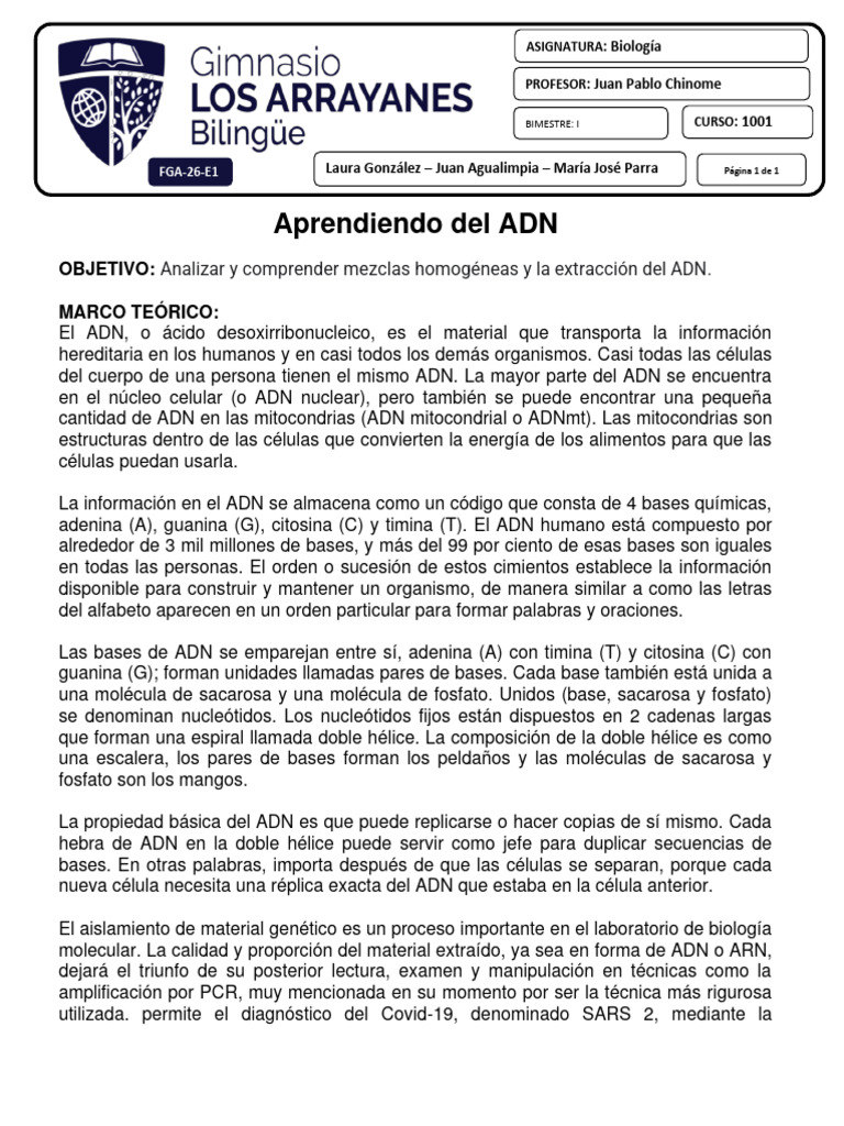 Extracción ADN | Descargar gratis PDF | Adn | Mezcla