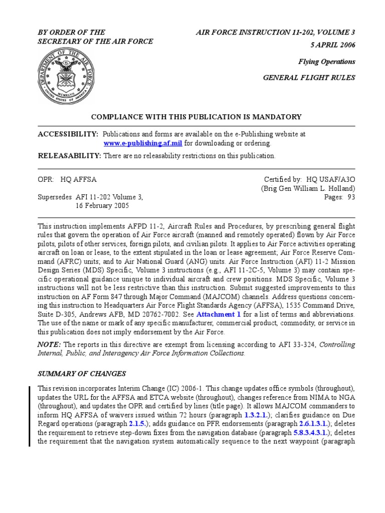 Us Air Force Afi 11-202v3 | PDF | Instrument Flight Rules | Visual ...