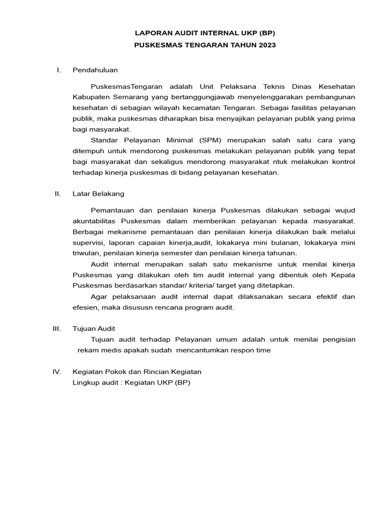 Laporan Audit Internal Ukp BP | PDF