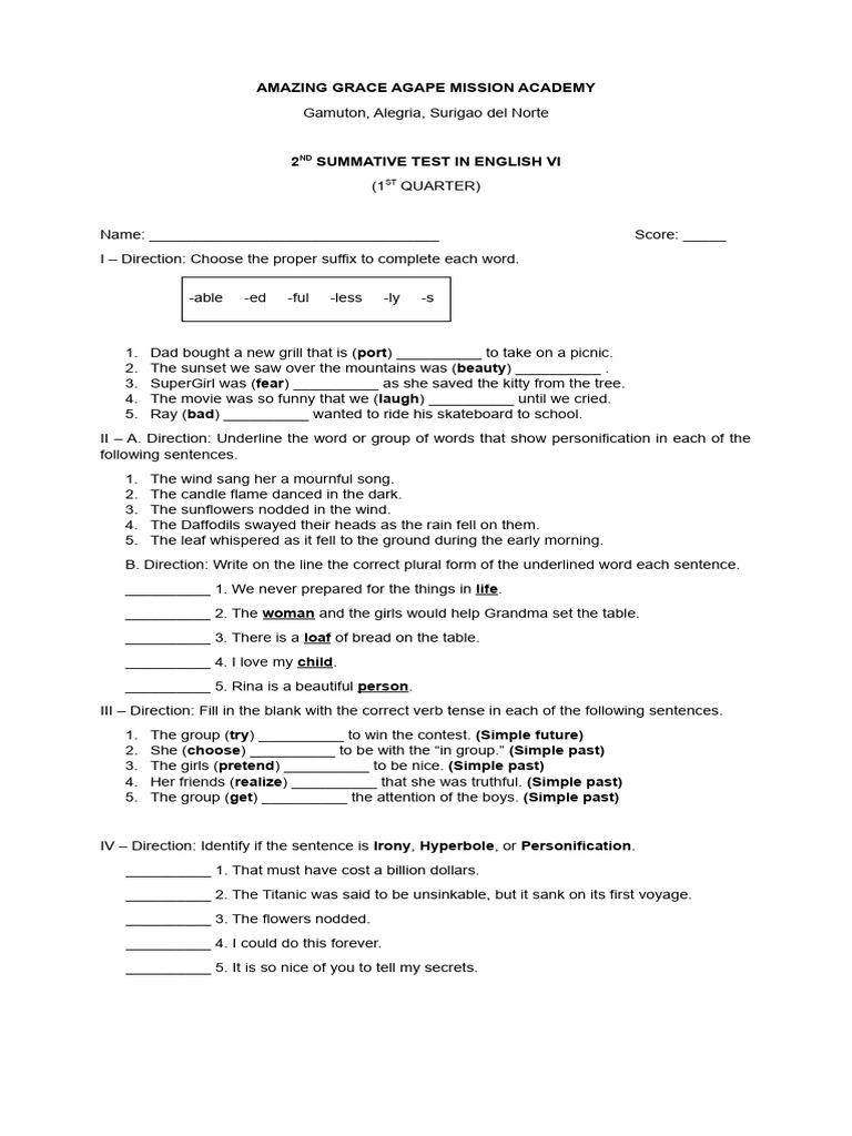 G6 2nd Summative Test (1st Quarter) | PDF | Mixture | Physical Fitness