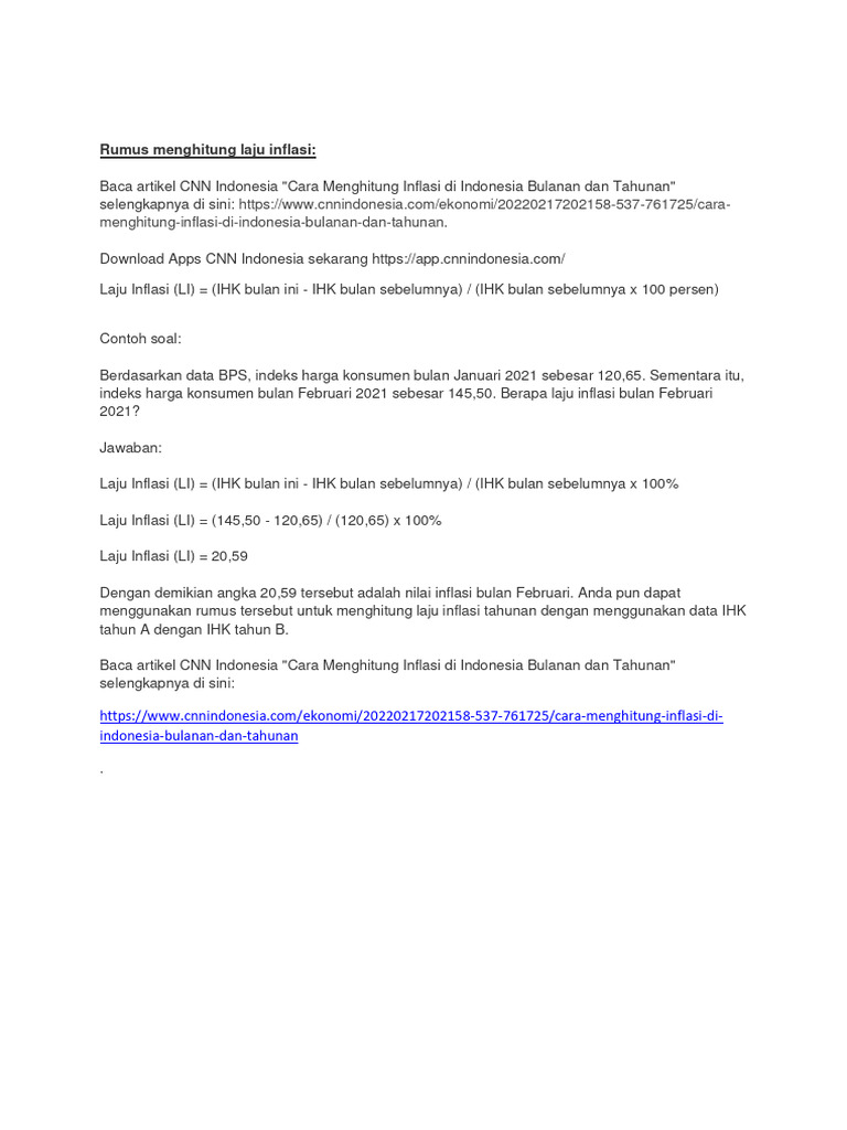 Rumus menghitung laju inflasi | PDF