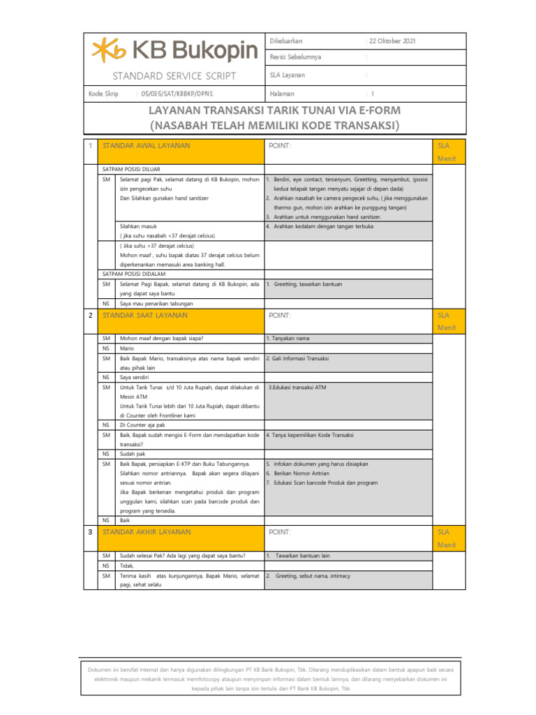 05.035 Skrip Satpam Layanan Tarik Tunai Via E-Form (Nasabah Sudah ...