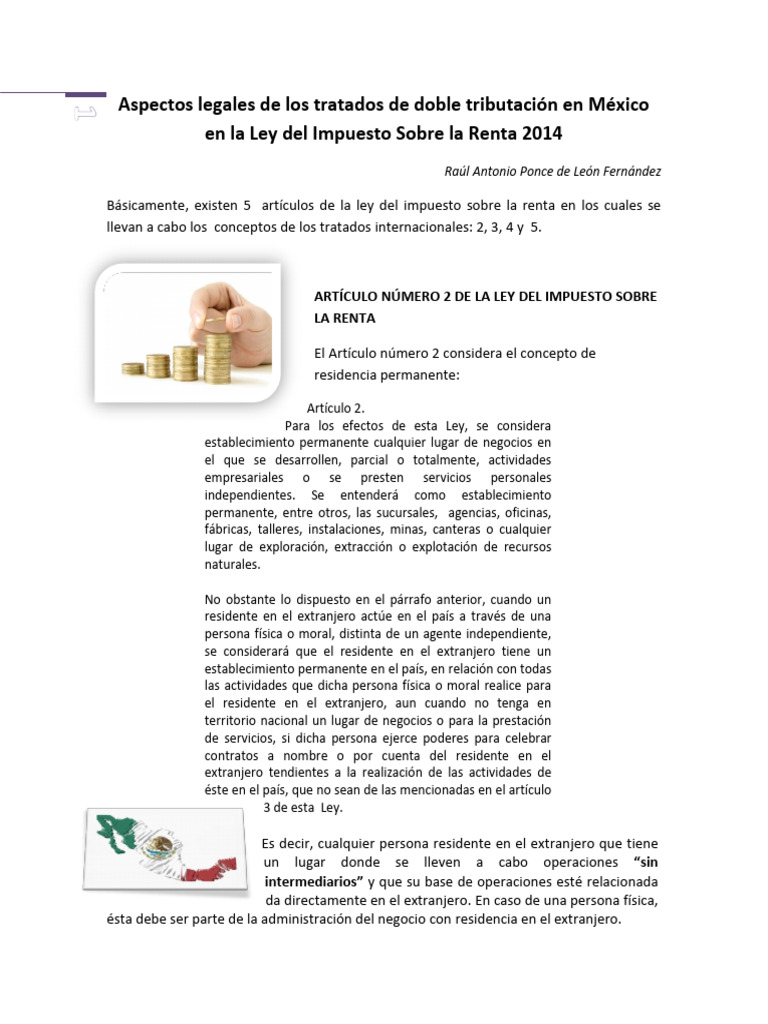 Aspectos Legales de Los Tratados de Doble Tributación en México en La ...