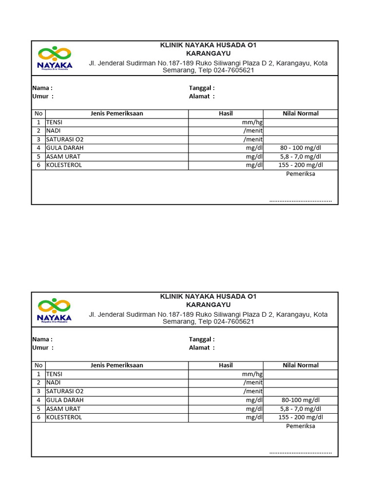 Form Pemeriksaan MCU | PDF