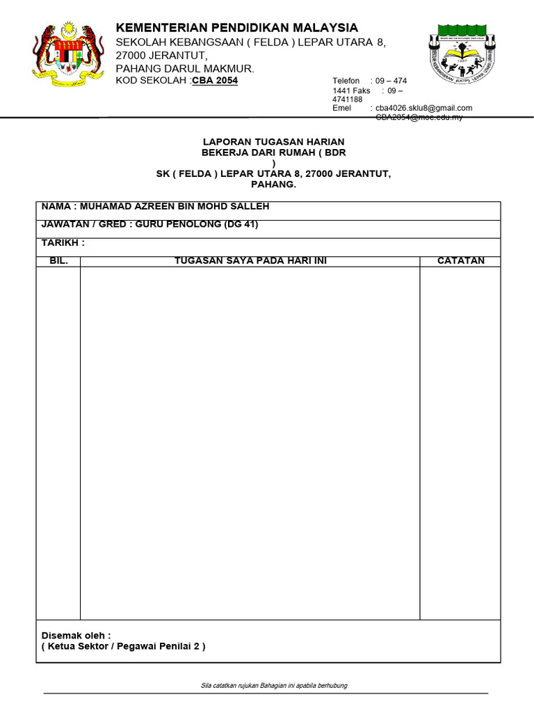 Laporan Harian BDR Sklu8 | PDF