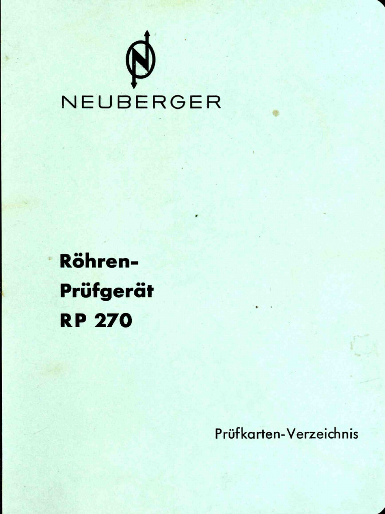 Neuberger rp270 Pruefkartenverzeichnis April 1 | PDF