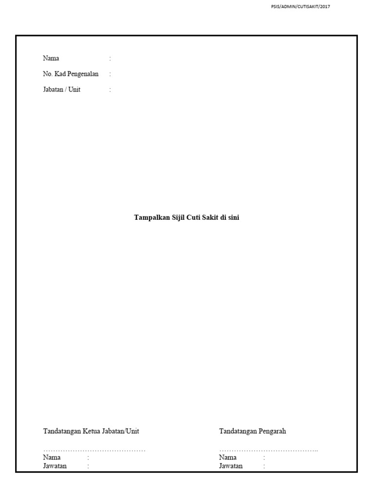 3borang Tampal Cuti Sakit | PDF