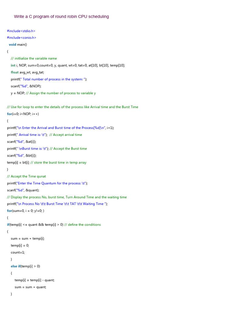 C Program of Round Robin FCFS and SJF CPU Scheduling | PDF | Applied Mathematics | Computer Science