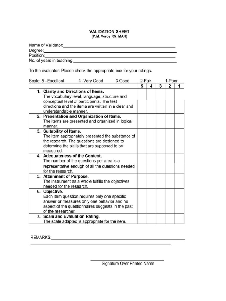 Validation Sheet Form | PDF