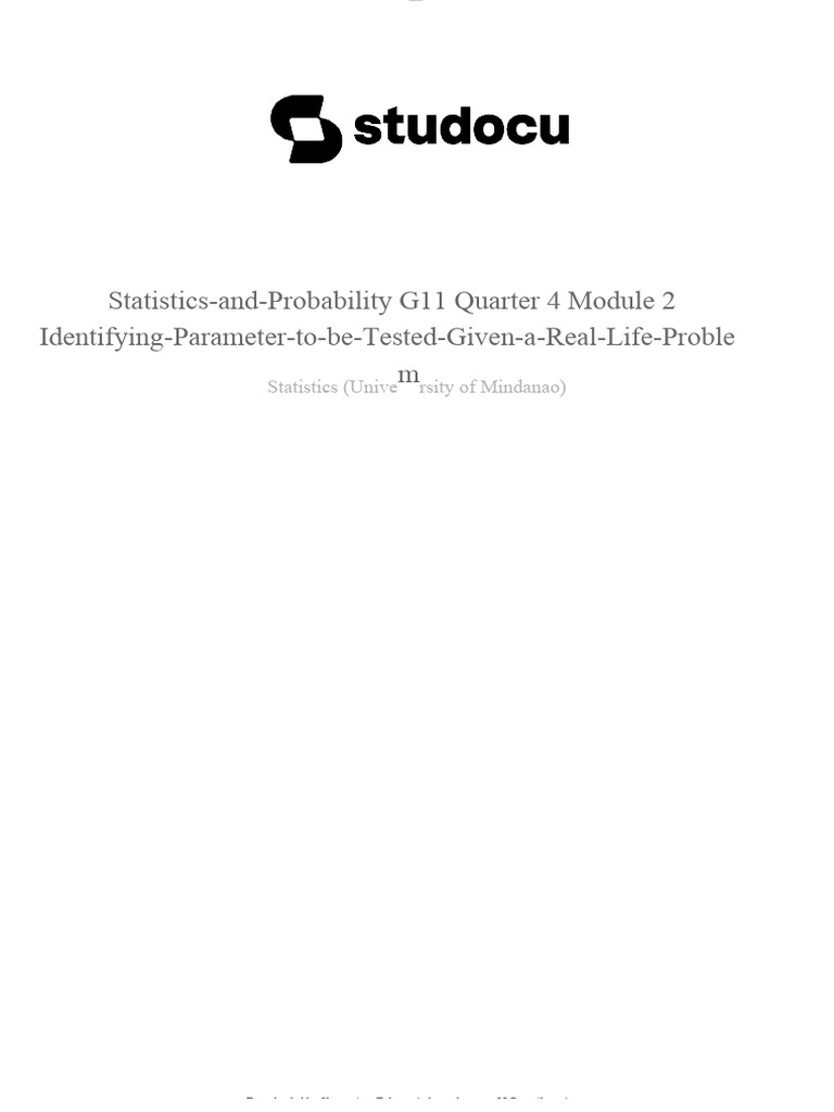 Statistics and Probability g11 Quarter 4 Module 2 Identifying Parameter ...