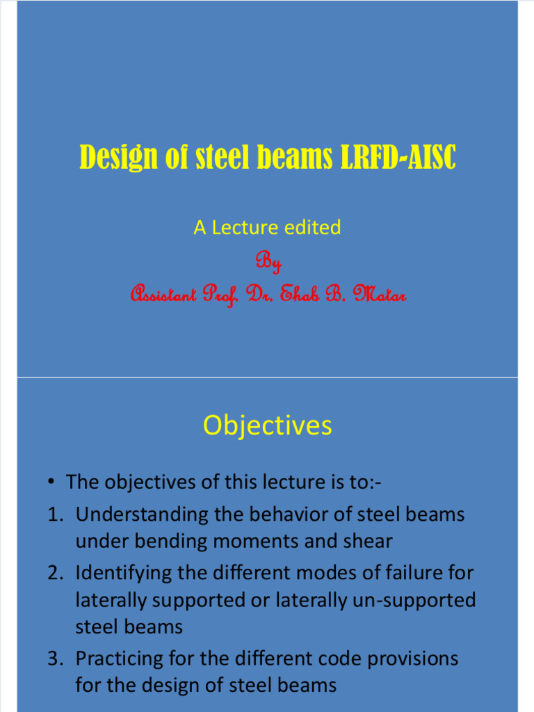 Steel Beam Design per AISC-LRFD | PDF | Beam (Structure) | Bending