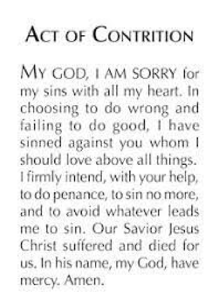Prayer Act of Contrition | PDF