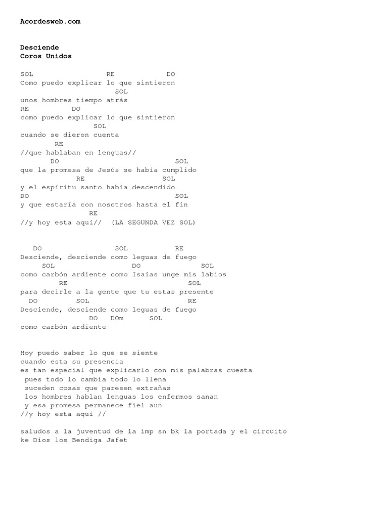 Desciende: Acordes y Letras de Alabanza | PDF | Artes del Lenguaje y ...