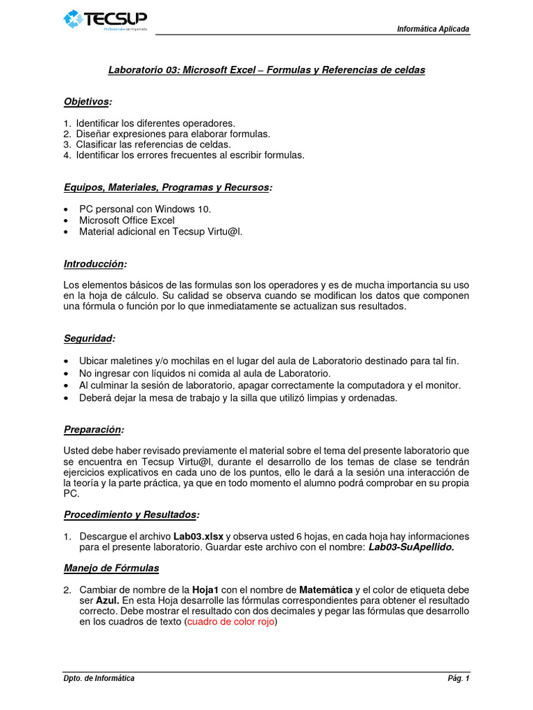 L03 Fórmulas y Referencias de Celdas-1 | PDF | Laboratorios | Microsoft ... L03 Fórmulas y Referencias de Celdas-1 | PDF | Laboratorios | Microsoft ...
